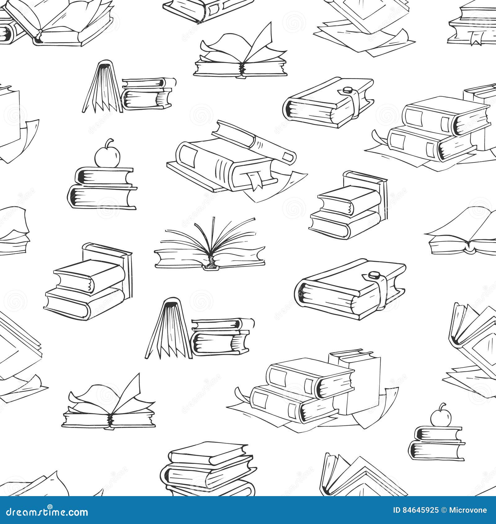 Doodle Library Book Seamless Vector Pattern Background Stock Vector ...