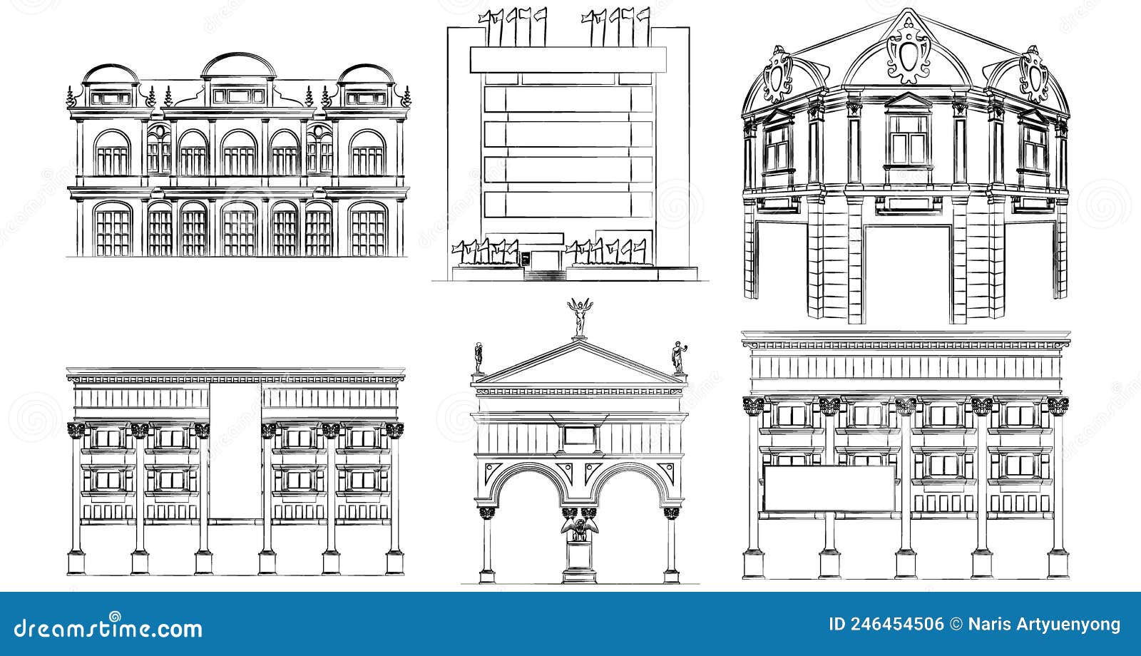 Doodle Line Art Building Cartoon Stock Vector - Illustration of ...