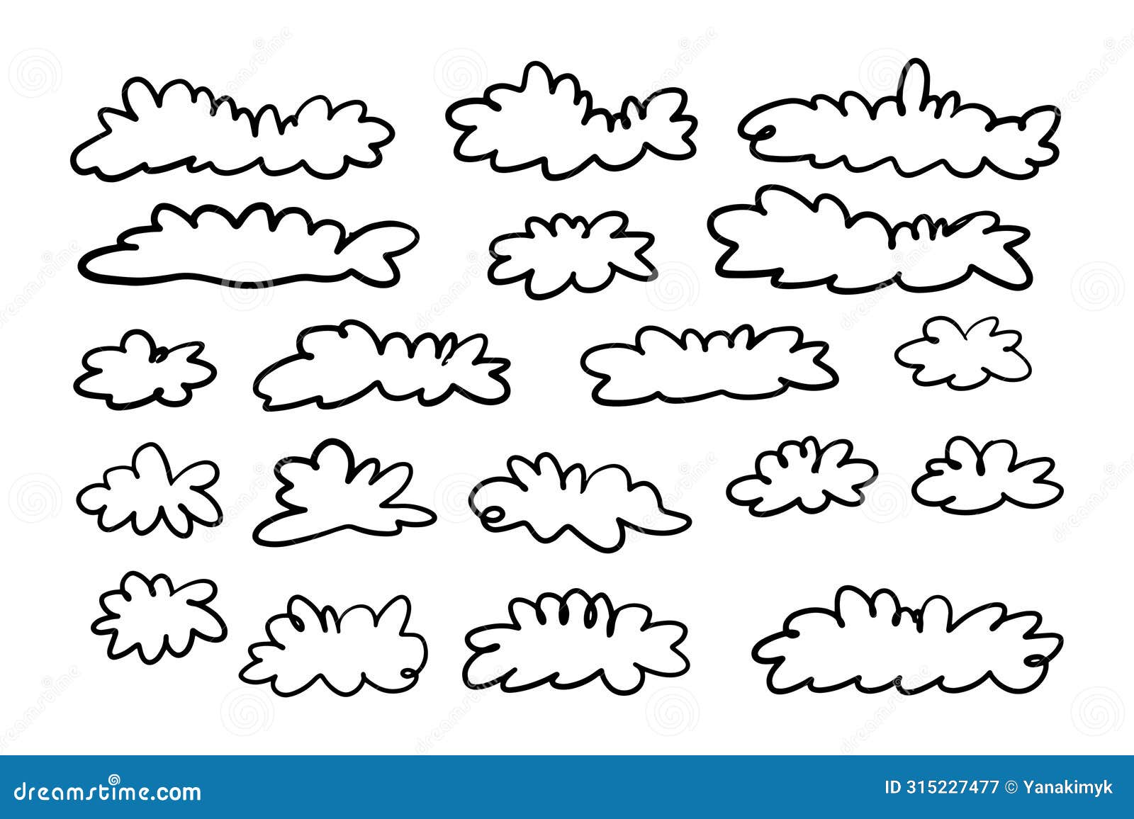 Doodle Line Cloud Hand Drawn in the Sky Stock Vector - Illustration of ...