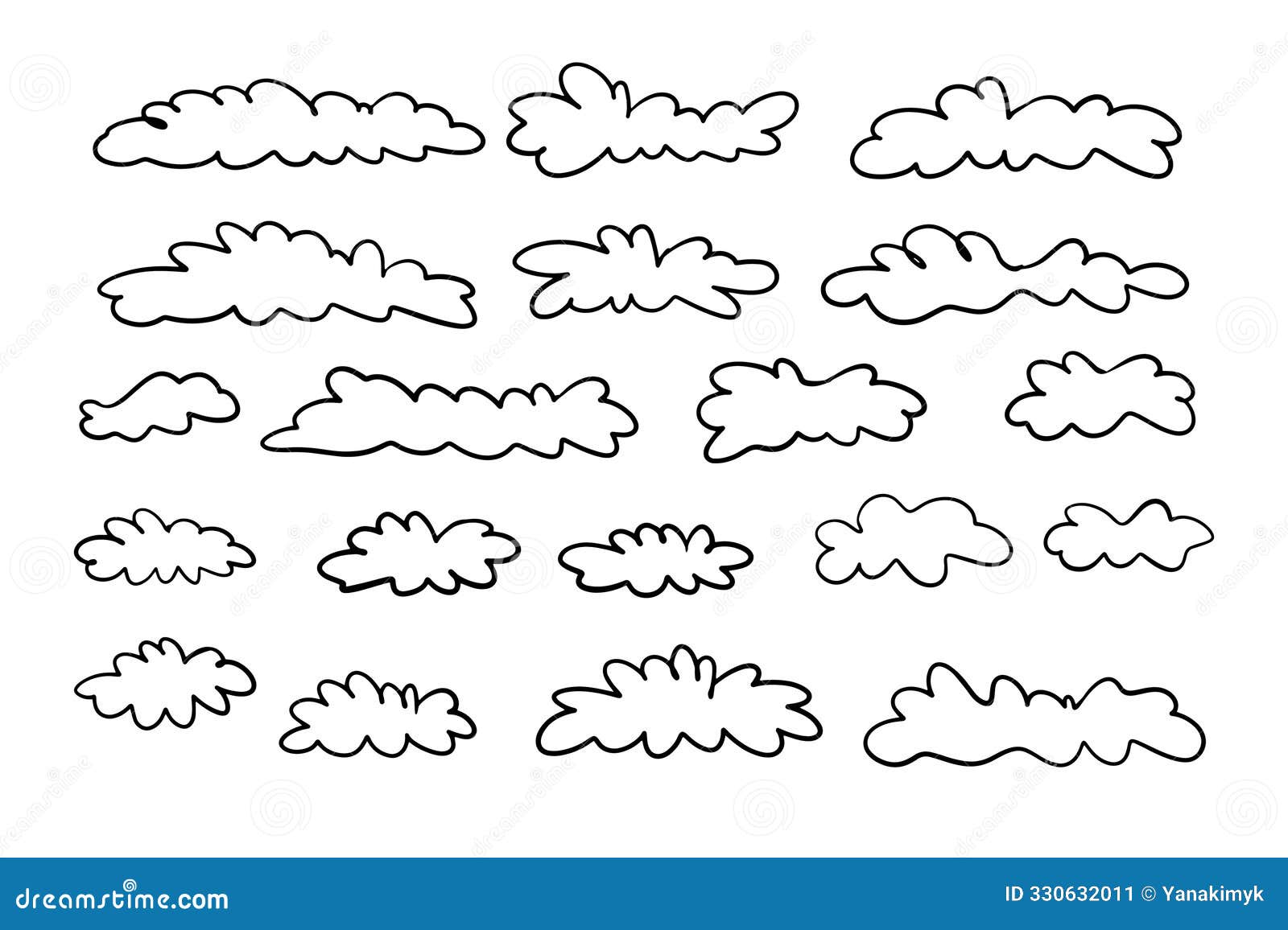 Doodle Line Cloud Hand Drawn in the Sky Stock Vector - Illustration of ...
