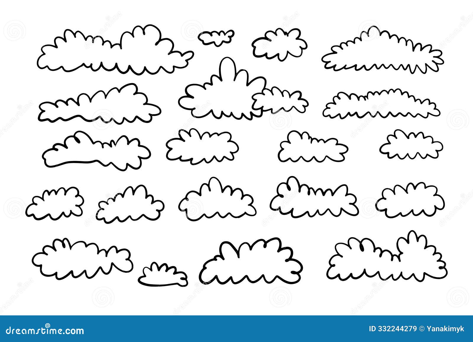 Doodle Line Cloud Hand Drawn in the Sky Stock Illustration ...
