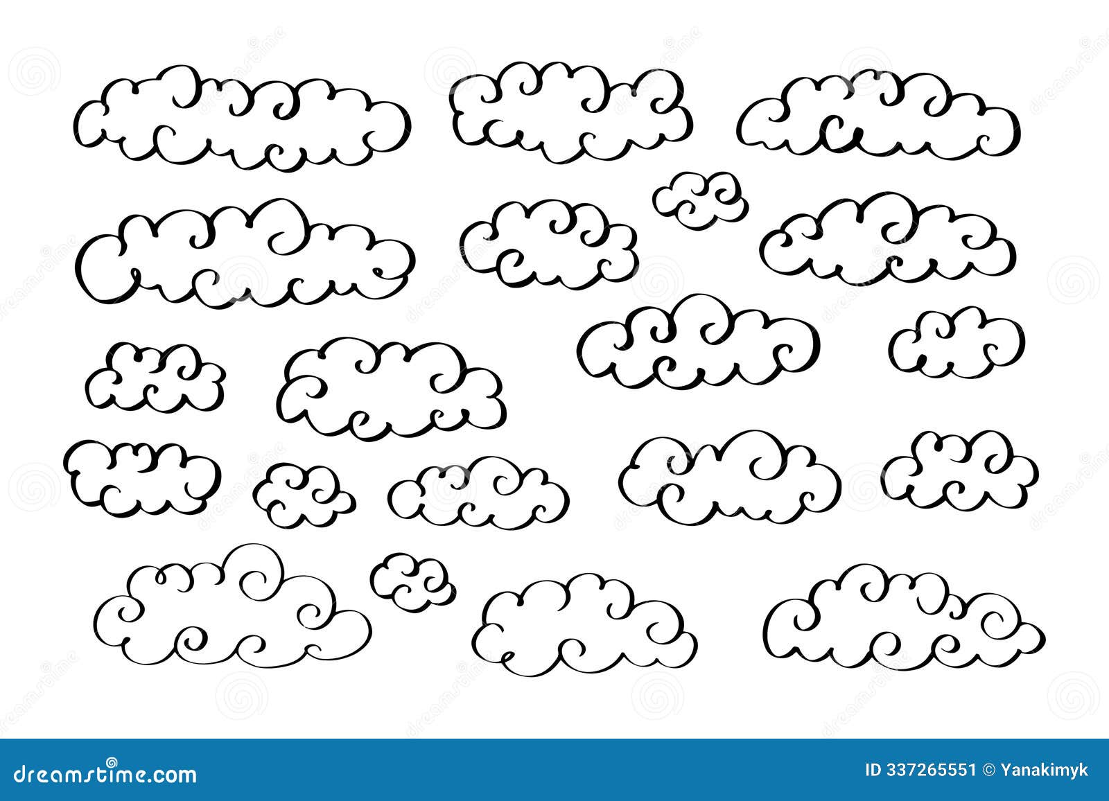 Doodle Line Cloud Hand Drawn in the Sky Stock Illustration ...
