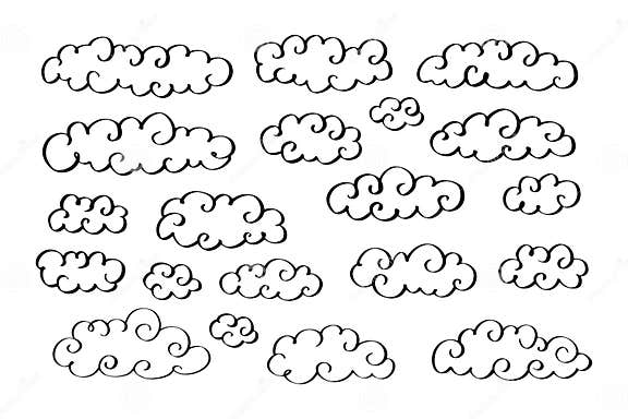 Doodle Line Cloud Hand Drawn in the Sky Stock Illustration ...