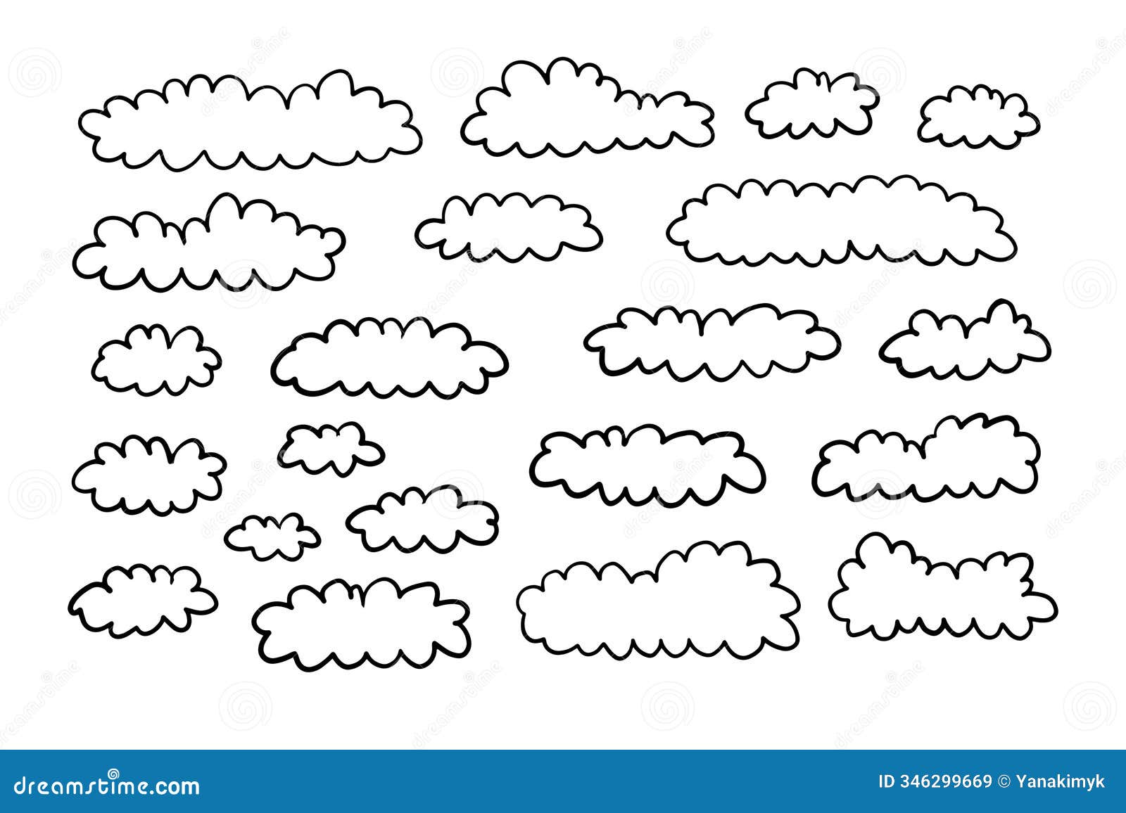 Doodle Line Cloud Hand Drawn in the Sky Stock Illustration ...