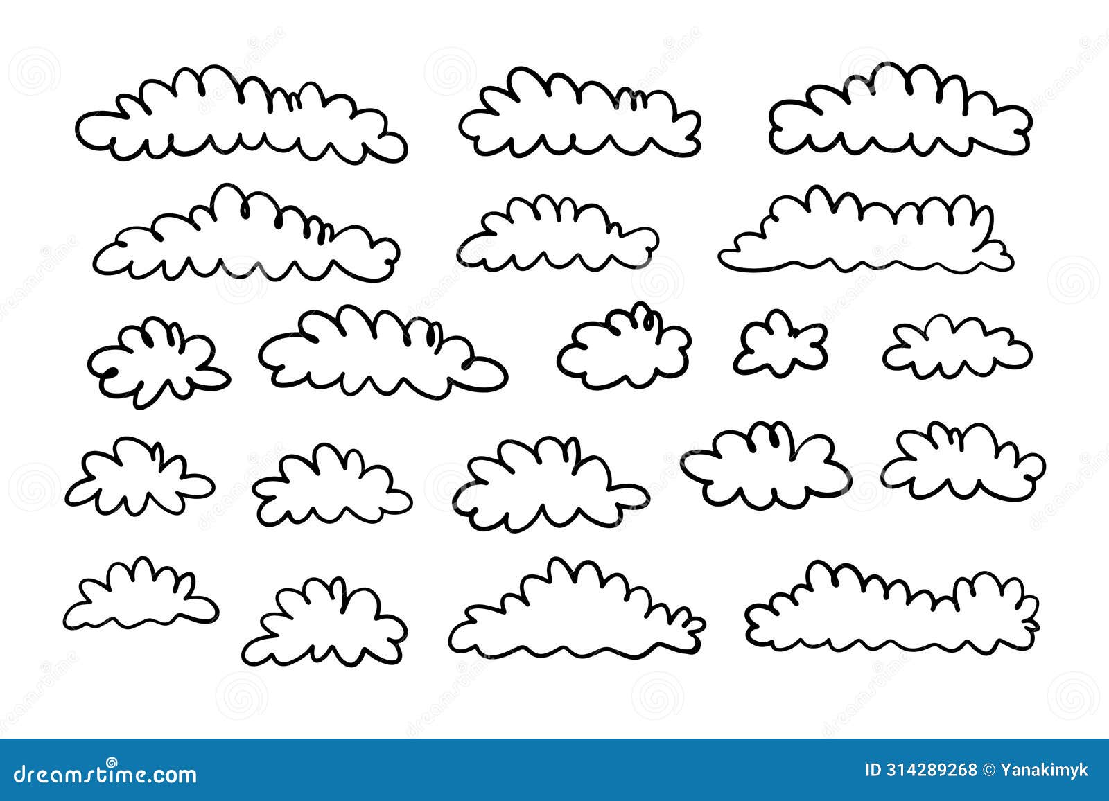 Doodle Line Cloud Hand Drawn in the Sky Stock Vector - Illustration of ...