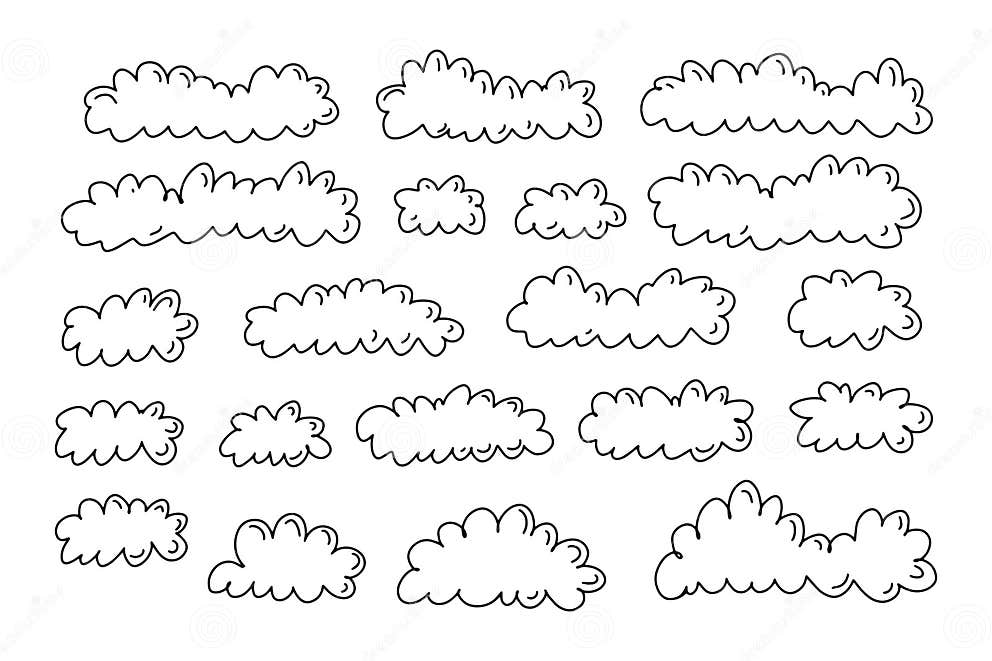 Doodle Line Cloud Hand Drawn in the Sky Stock Vector - Illustration of ...