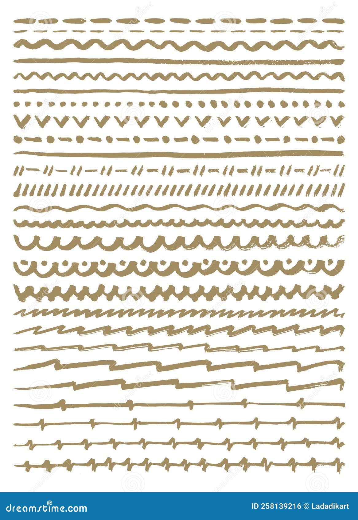 Doodle Line Pattern Set. Grunge Ink Stroke Stock Vector - Illustration ...