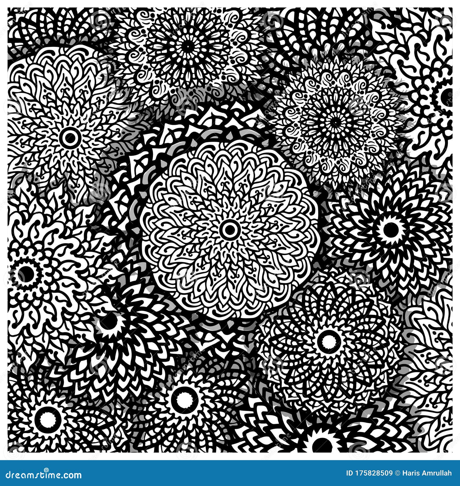 Doodle Line, Pile and Complicated Flower Mandalas, Abstract Stock ...