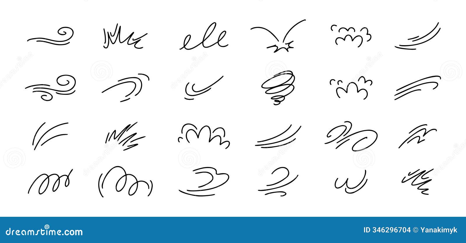 Doodle Line Wind Moving Set. Breath Of The Typhoon. Flat Wind Moves ...