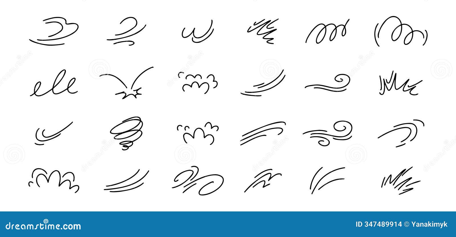 Doodle Line Wind Moving Set. Breath Of The Typhoon. Flat Wind Moves ...