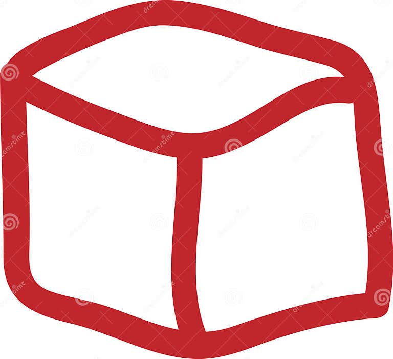 Doodle Lined Cube stock illustration. Illustration of outline - 351911477