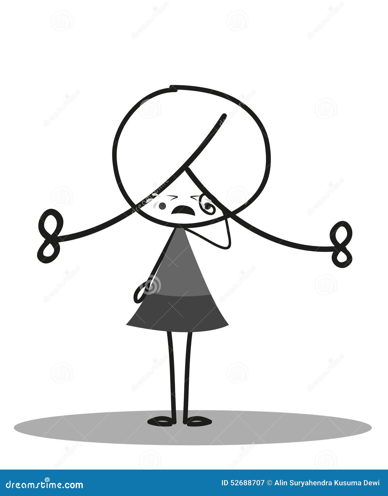 Doodle little girl crying stock vector. Illustration of card - 52688707