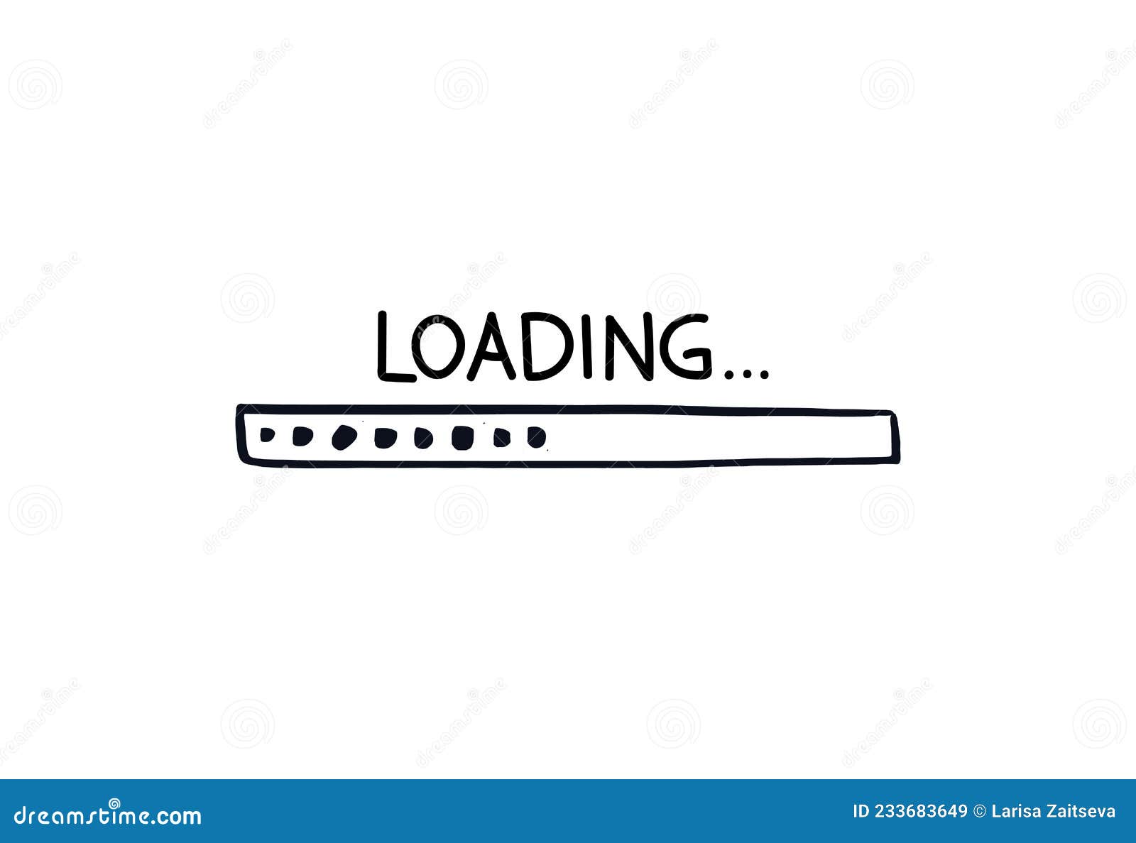 3d Doodle Loading Bar. Hand-drawn 3D Progress Bar. Black On White ...