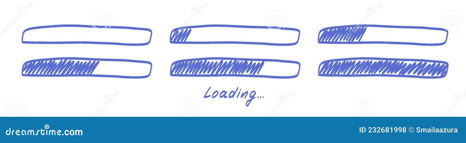3d Doodle Loading Bar. Hand-drawn 3D Progress Bar. Black On White ...