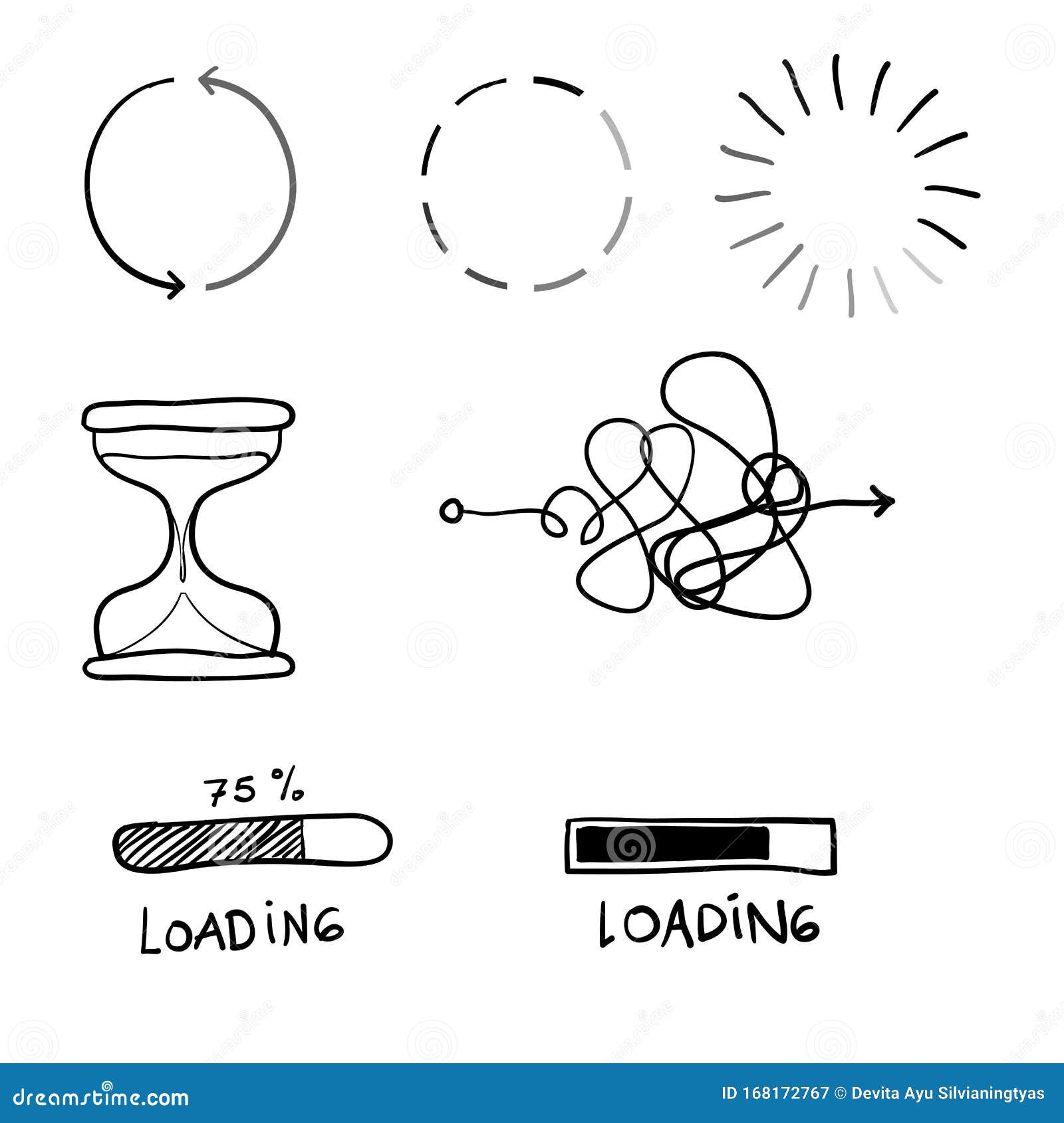 Doodle Loading Proces Illustration with Handdrawn Line Vector Stock ...