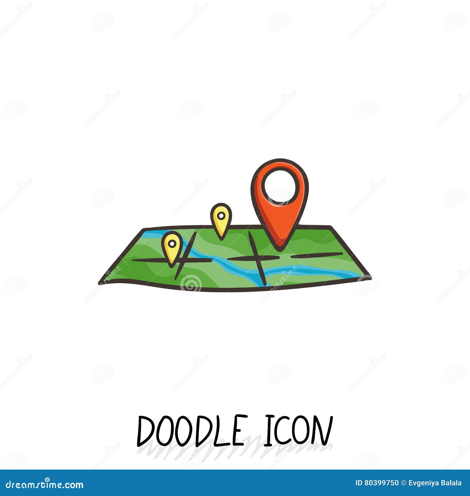 Doodle Location Icon. Map Pictogram Stock Vector - Illustration of ...