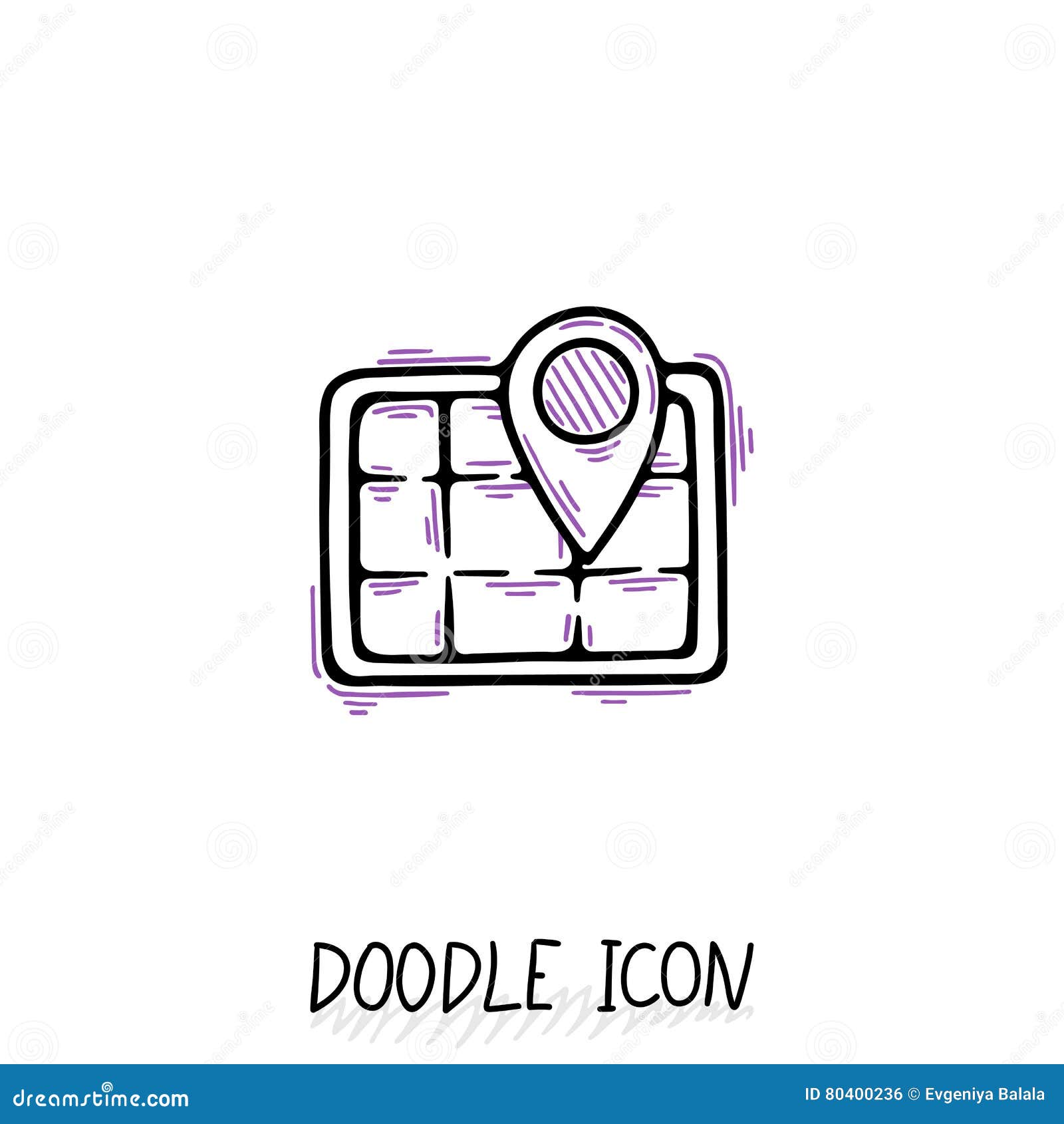 Doodle Location Icon. Map Pictogram Stock Vector - Illustration of ...