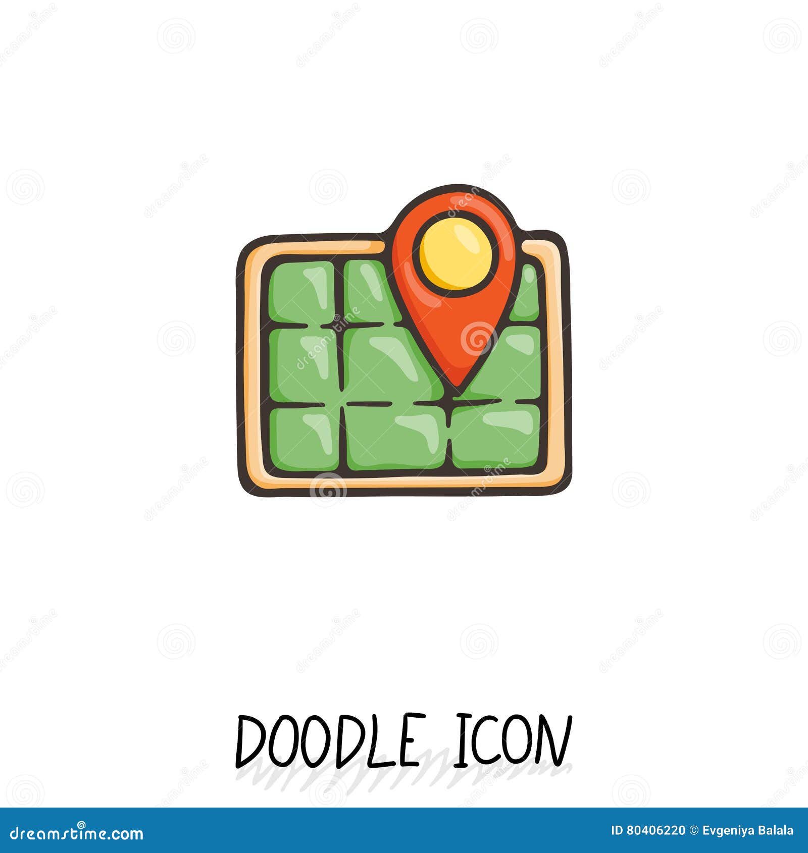 Doodle Location Icon. Map Pictogram Stock Vector - Illustration of ...
