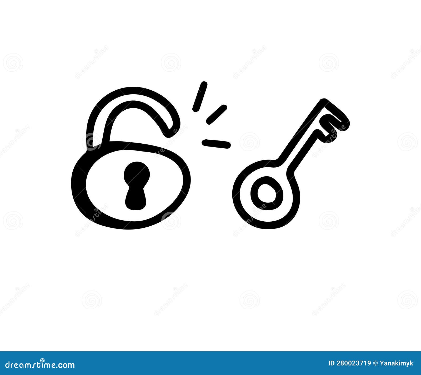 Doodle Lock and Key. Hand Drawn Sketch Style Stock Vector ...