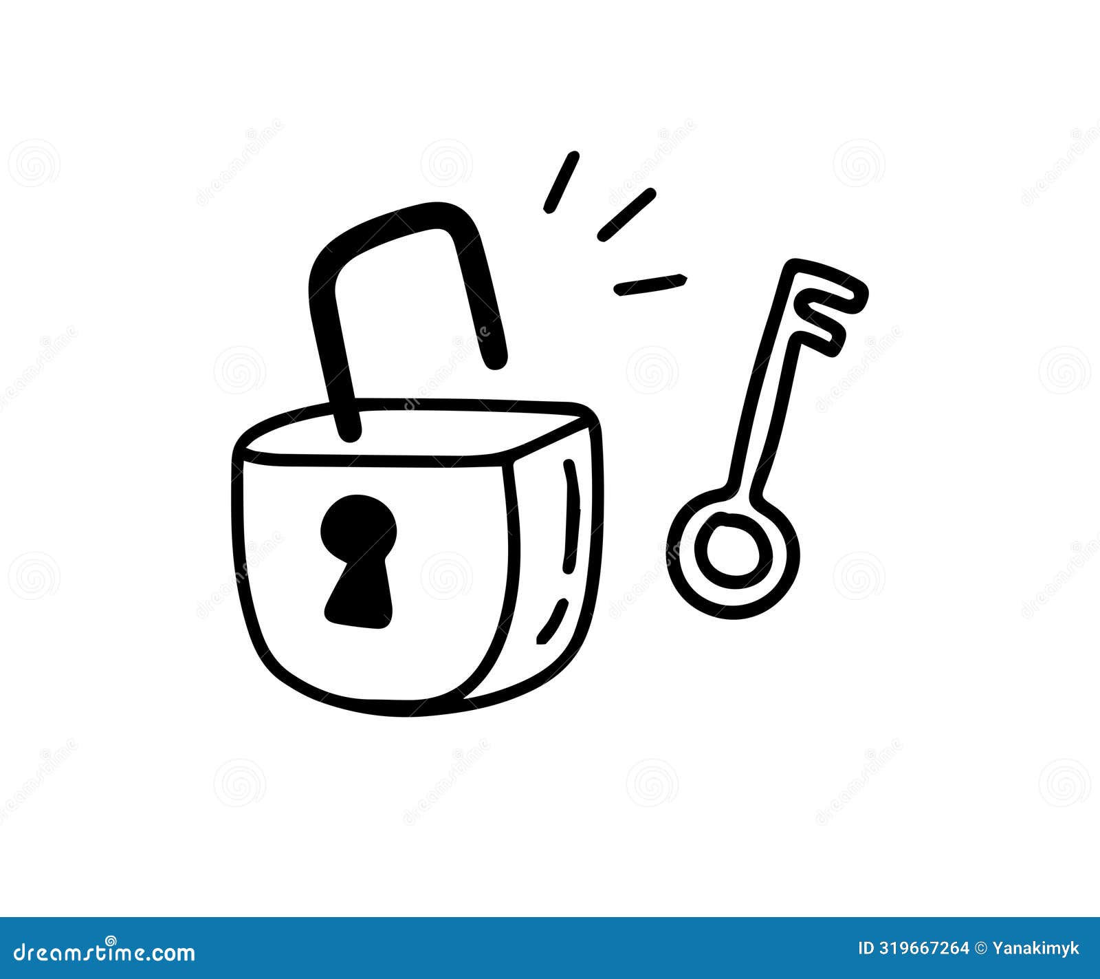 Doodle Lock and Key. Hand Drawn Sketch Style Stock Vector ...