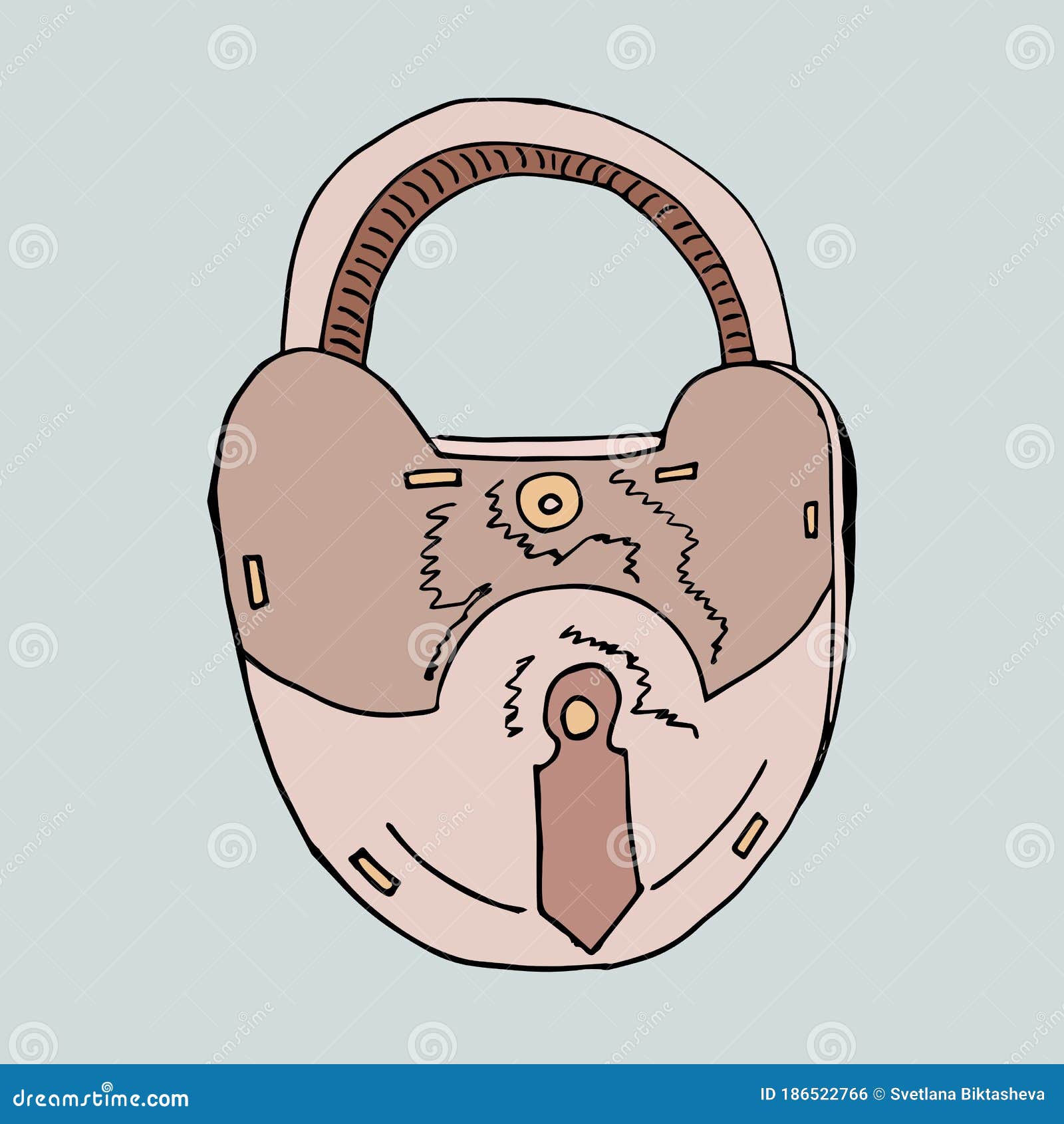 Doodle Lock Security Concept with Padlock. on a Blue Background Stock ...