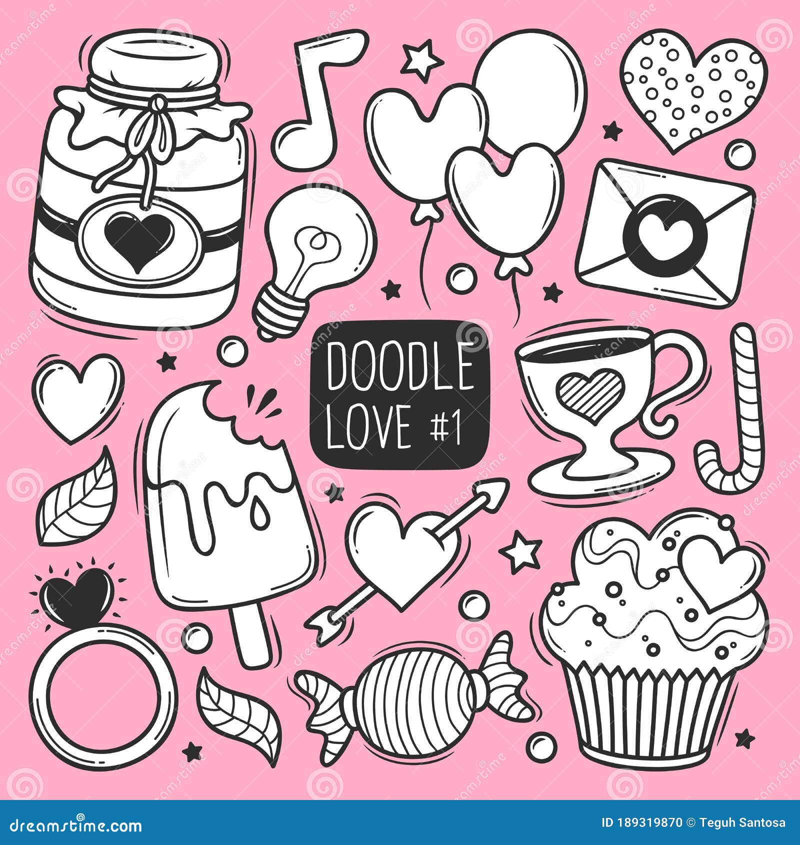 Doodle Love Hand Drawn Vector Stock Vector - Illustration of background ...