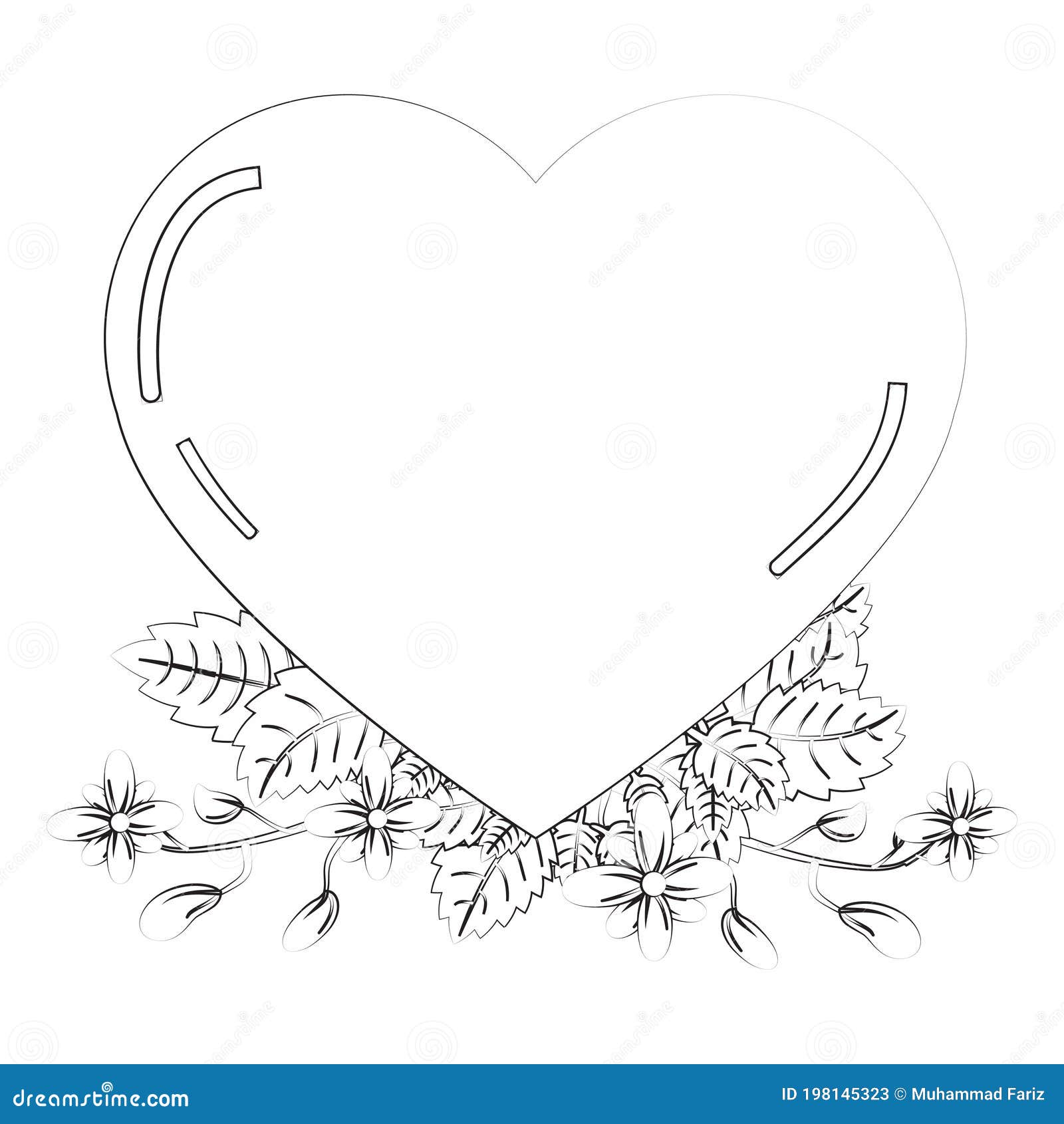 Doodle Love Shape Flower Leaf Vector Illustration Stock Vector ...