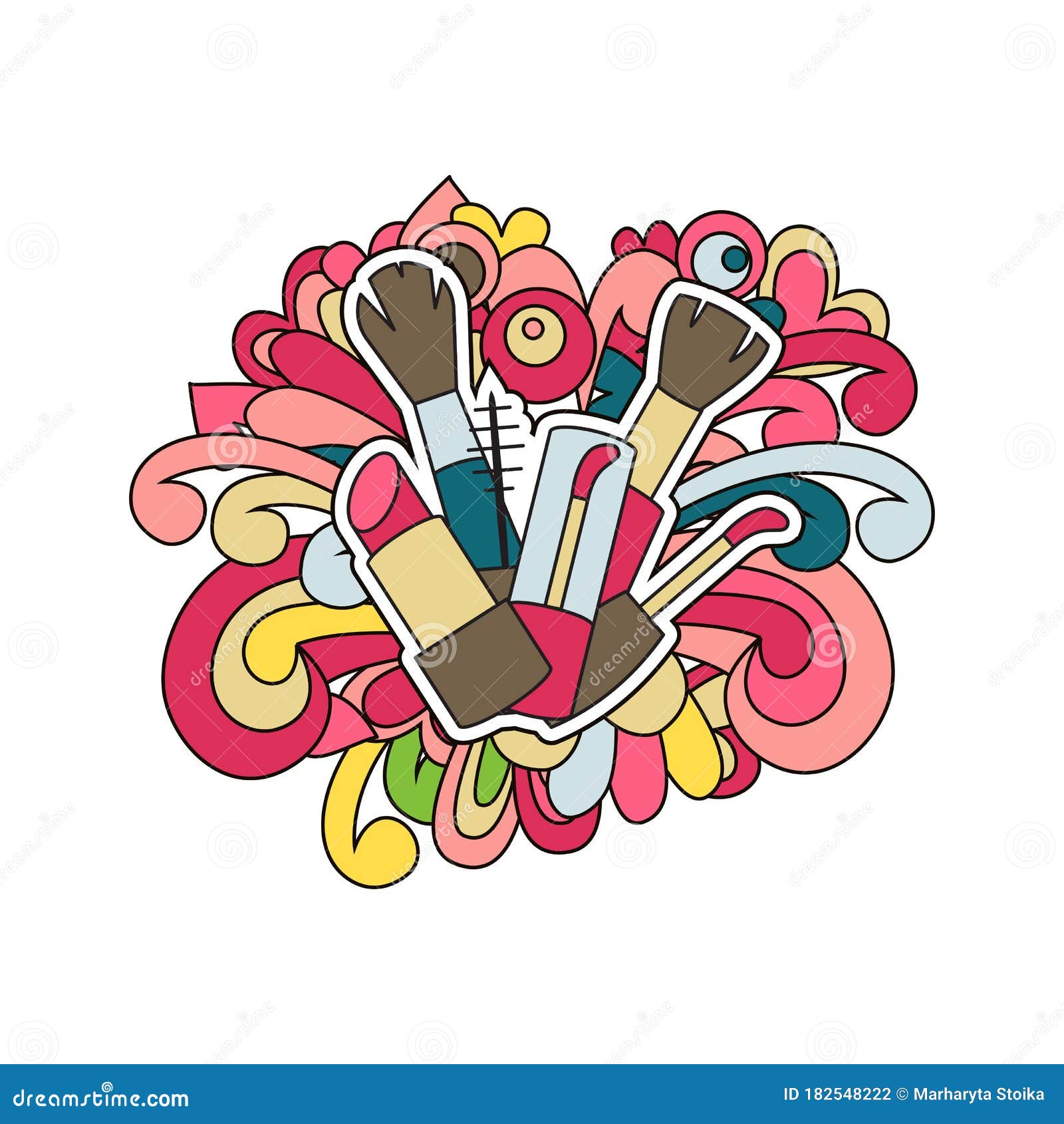 Doodle makeup design. stock vector. Illustration of valentine - 182548222