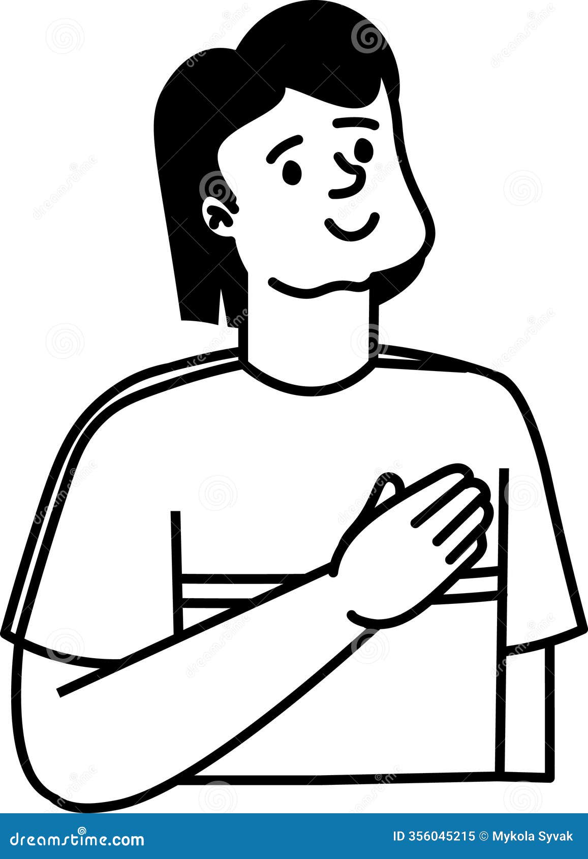 Doodle Man Character Holding Hand on Heart Stock Illustration ...