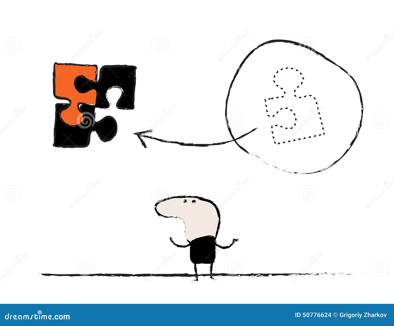 Doodle man puzzle sign stock vector. Illustration of idea - 50776624