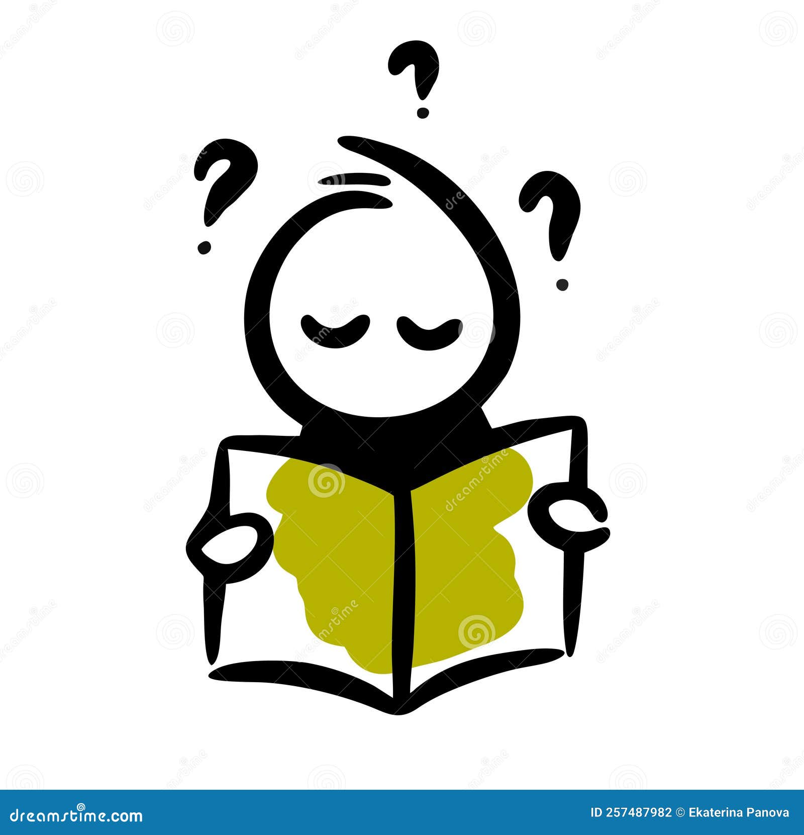 Doodle Man Reading Smart Book and Ask Questions. Stock Vector ...