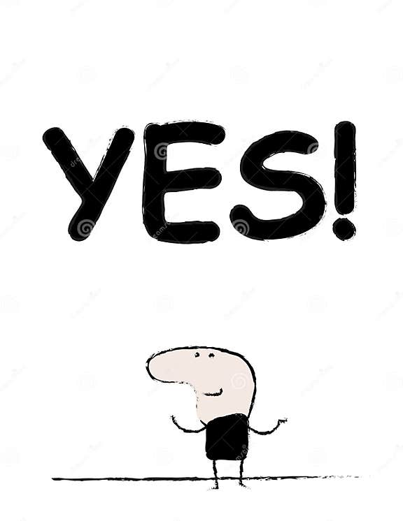 Doodle man YES sign stock vector. Illustration of luck - 50776642