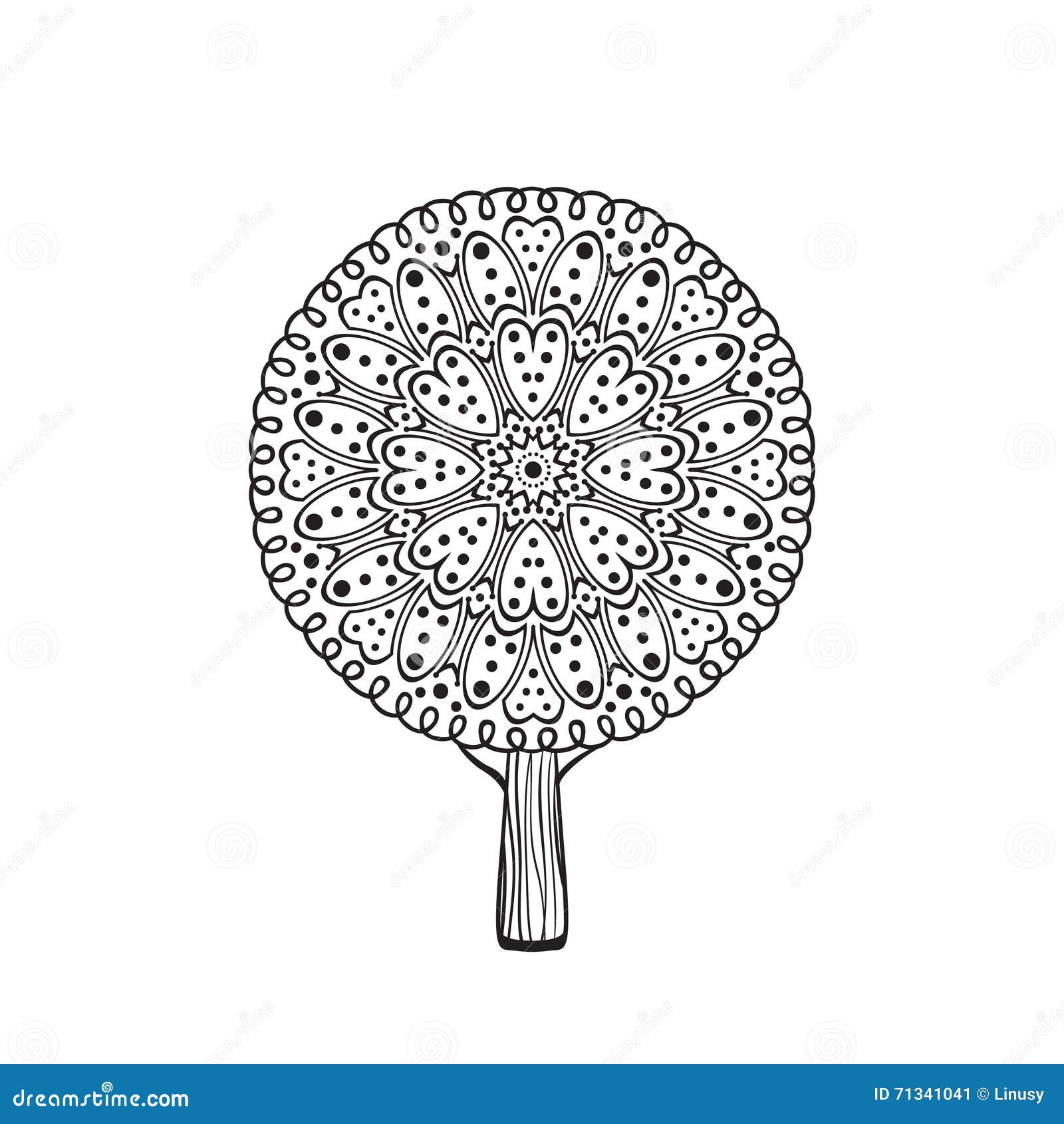 Mandala Tree Of Life. Symbolic Tree On Blue Tracery Background. Vector ...
