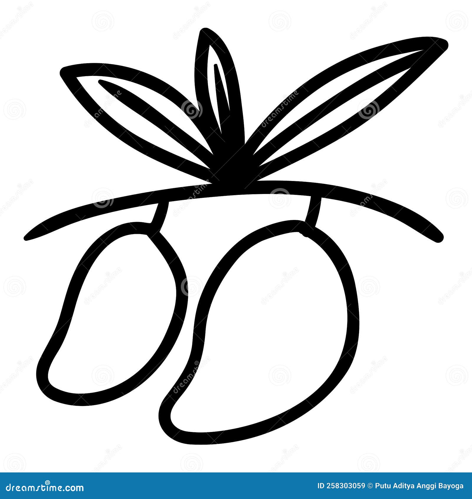 Doodle mango stock vector. Illustration of icon, simple - 258303059