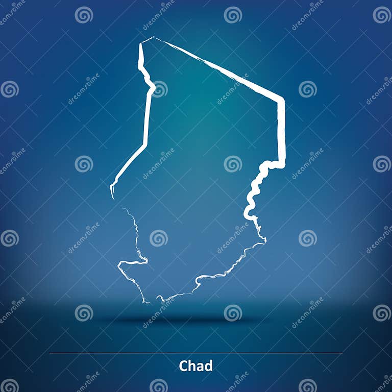 Doodle Map of Chad stock vector. Illustration of travel - 125161631