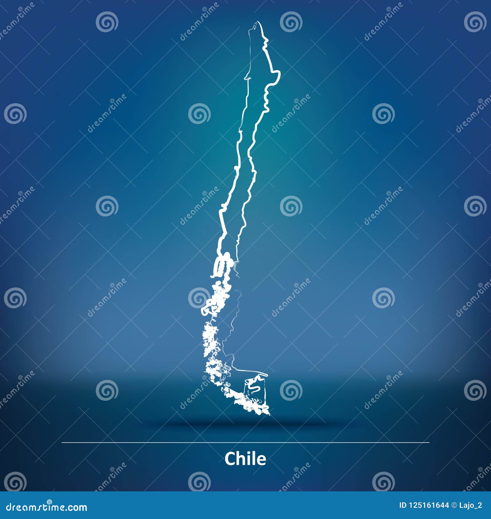Doodle Map of Chile stock vector. Illustration of white - 125161644