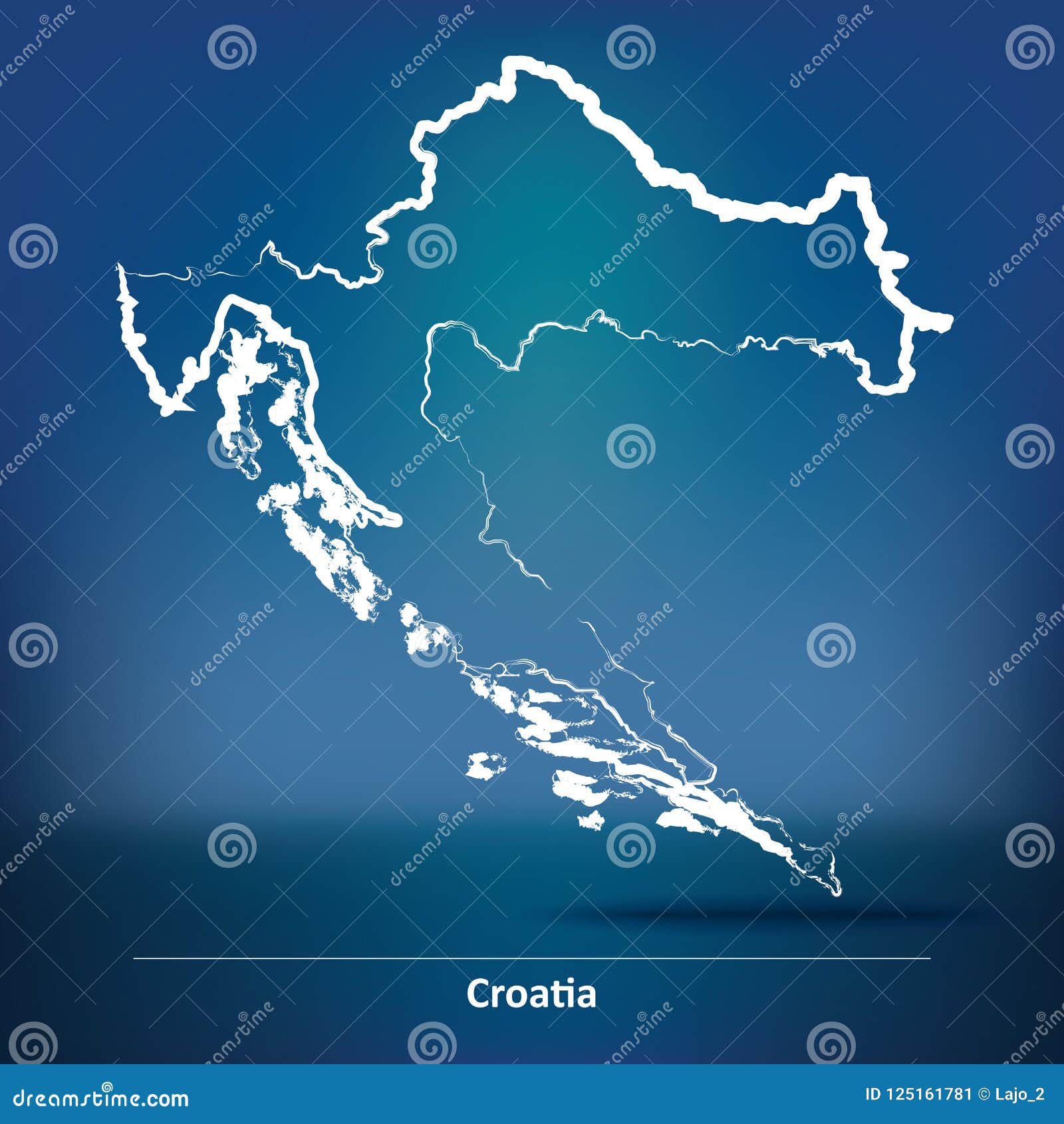 Doodle Map of Croatia stock vector. Illustration of abstract - 125161781