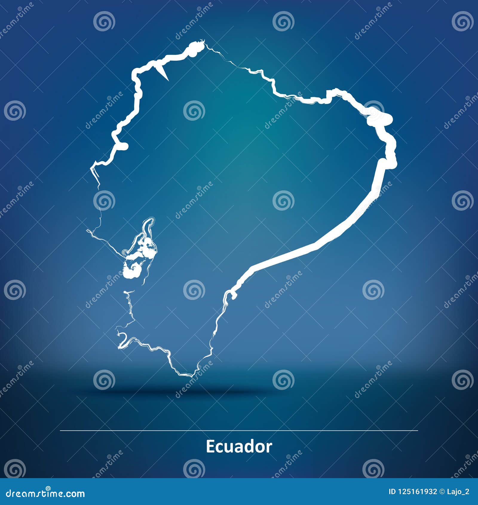 Doodle Map of Ecuador stock vector. Illustration of contour - 125161932