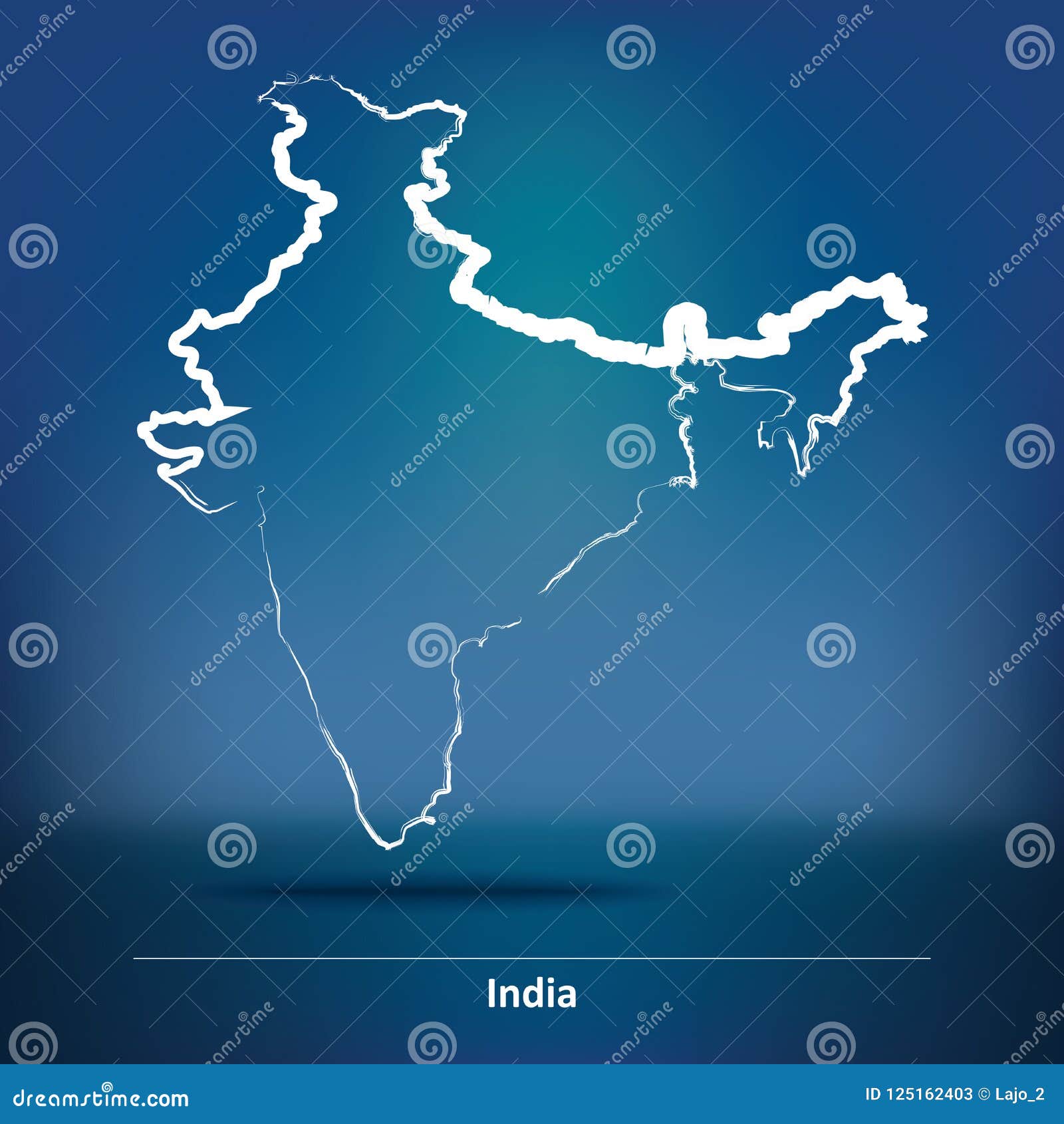 Doodle Map of India stock vector. Illustration of digital - 125162403