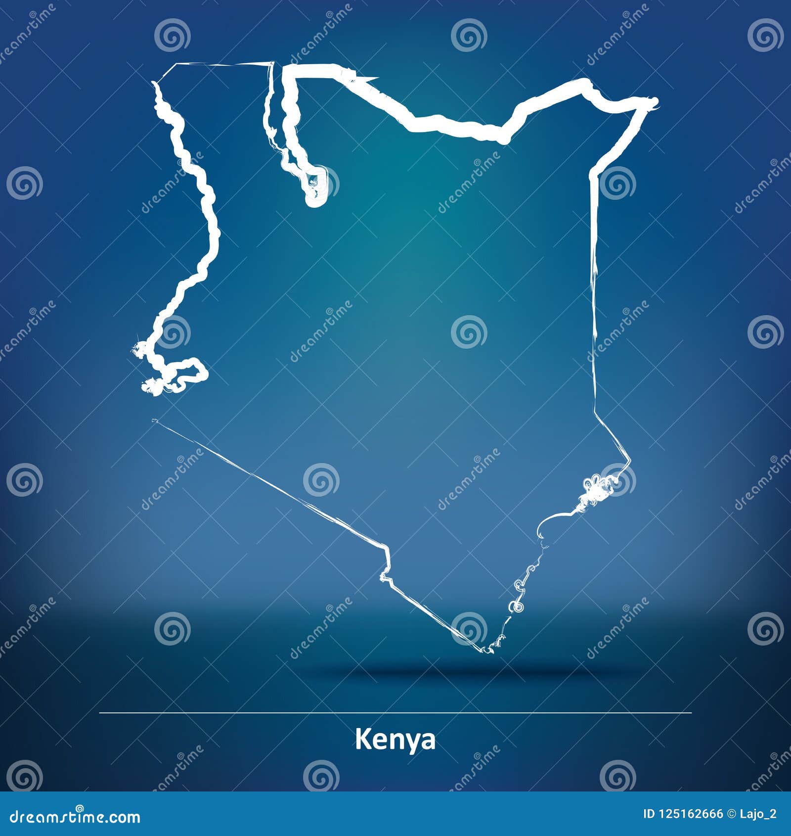 Doodle Map of Kenya stock vector. Illustration of profile - 125162666