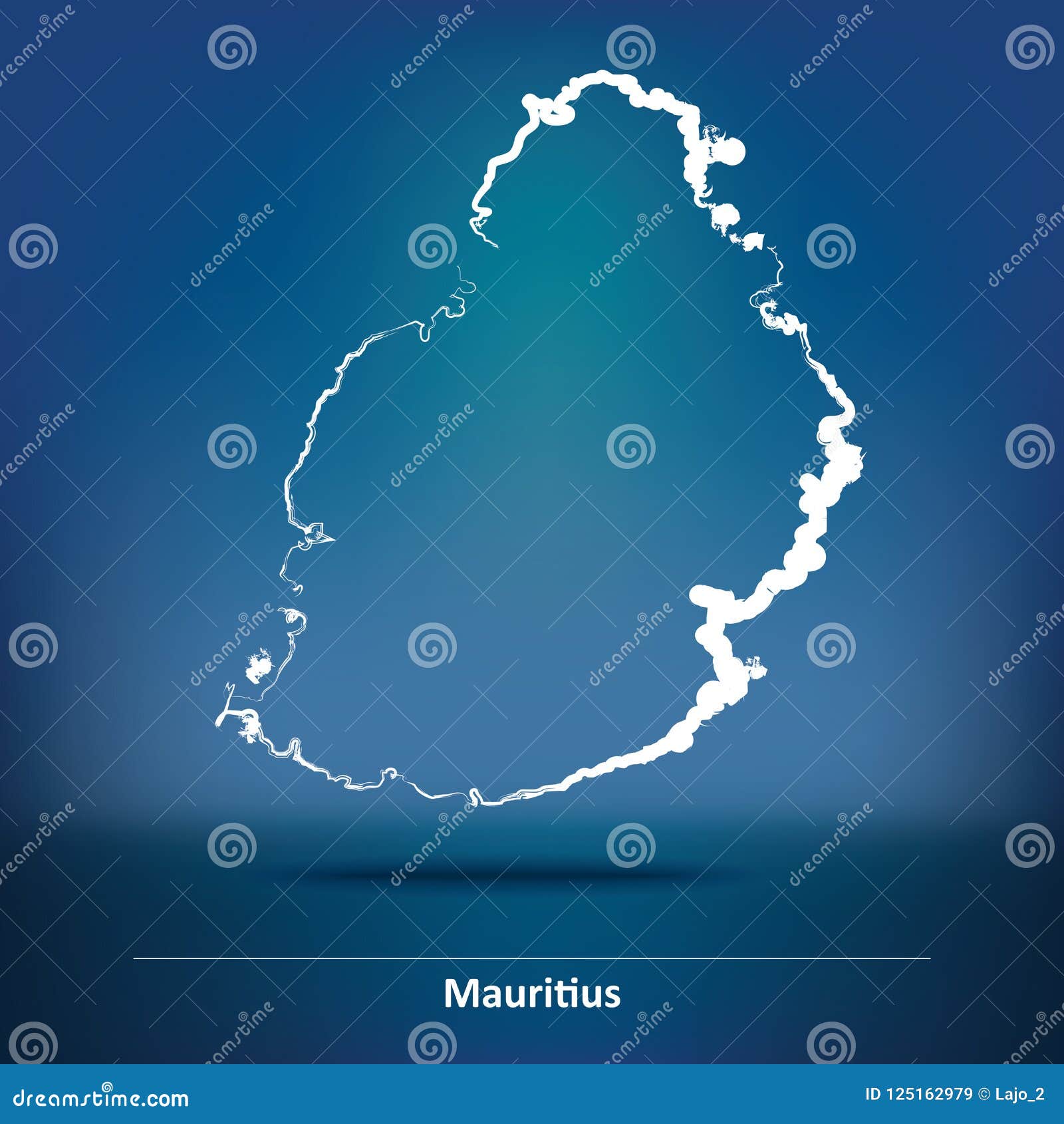 Doodle Map of Mauritius stock vector. Illustration of border - 125162979