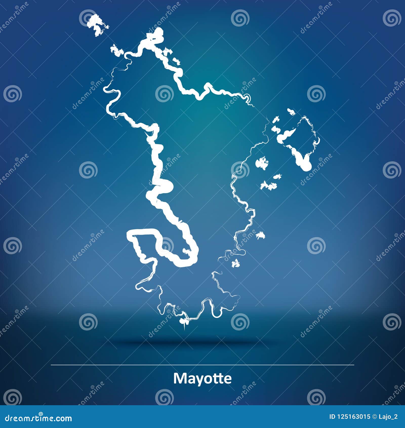 Doodle Map of Mayotte stock vector. Illustration of administrative ...