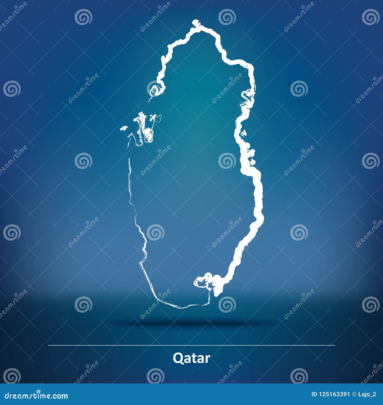Doodle Map of Qatar stock vector. Illustration of outline - 125163391