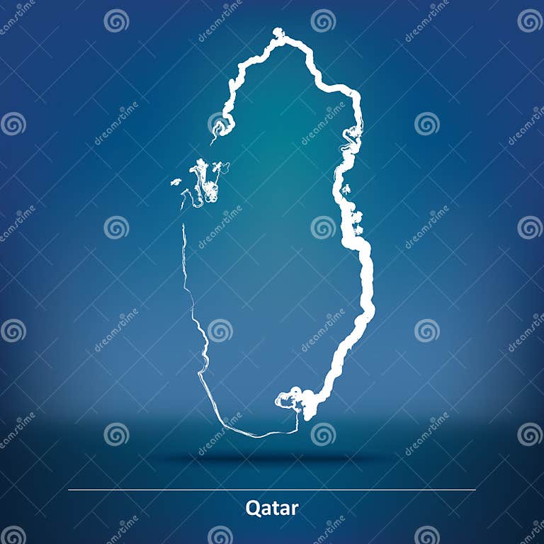 Doodle Map of Qatar stock vector. Illustration of outline - 125163391