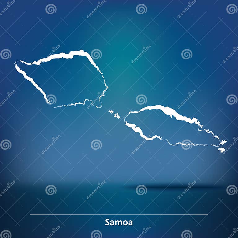 Doodle Map of Samoa stock vector. Illustration of pentacle - 125163427