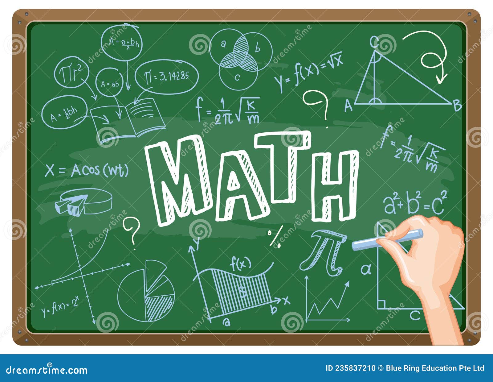 Doodle Math Font with Math Objects Stock Vector - Illustration of learn ...