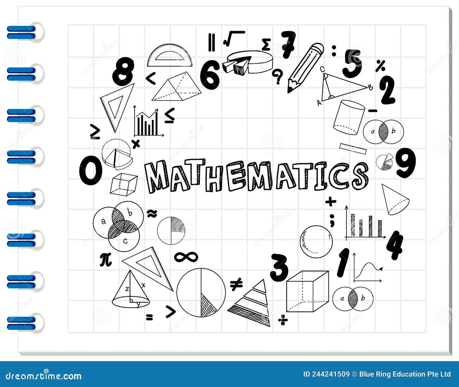 Doodle Math Formula with Mathematics Font on Notebook Stock Vector ...
