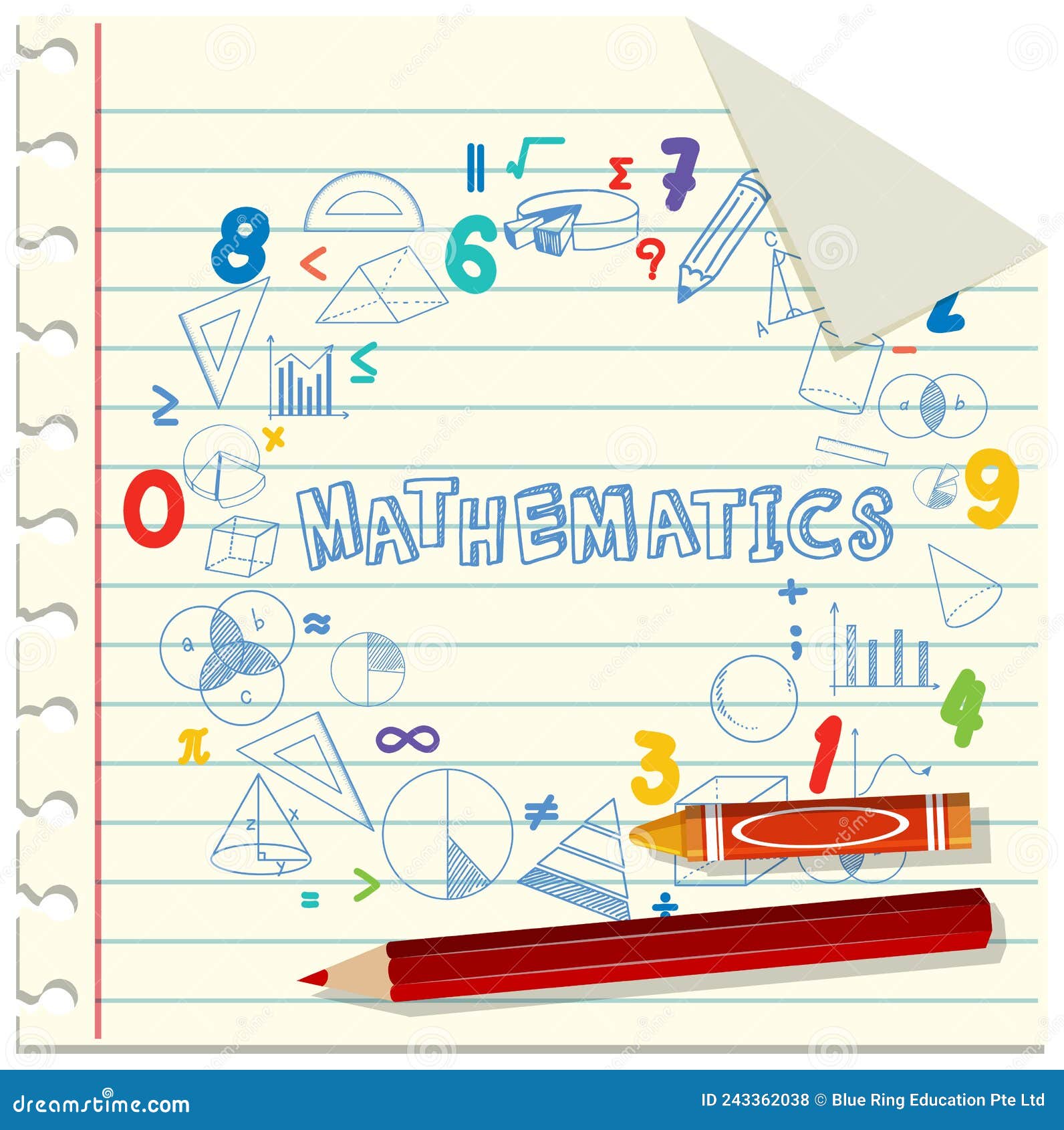 Doodle Math Formula with Mathematics Font on Notebook Page Stock Vector ...