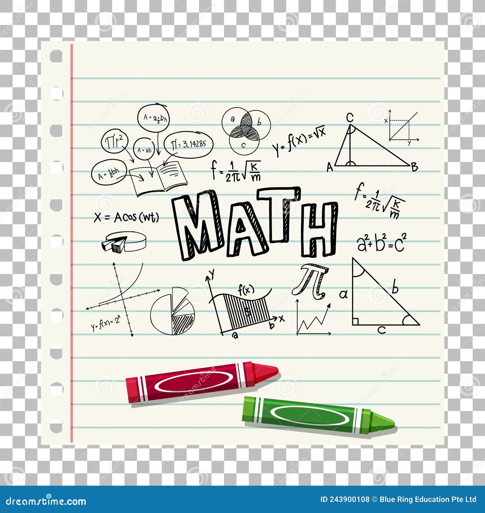 Doodle Math Formula with Mathematics Font on Notebook Page Stock Vector ...