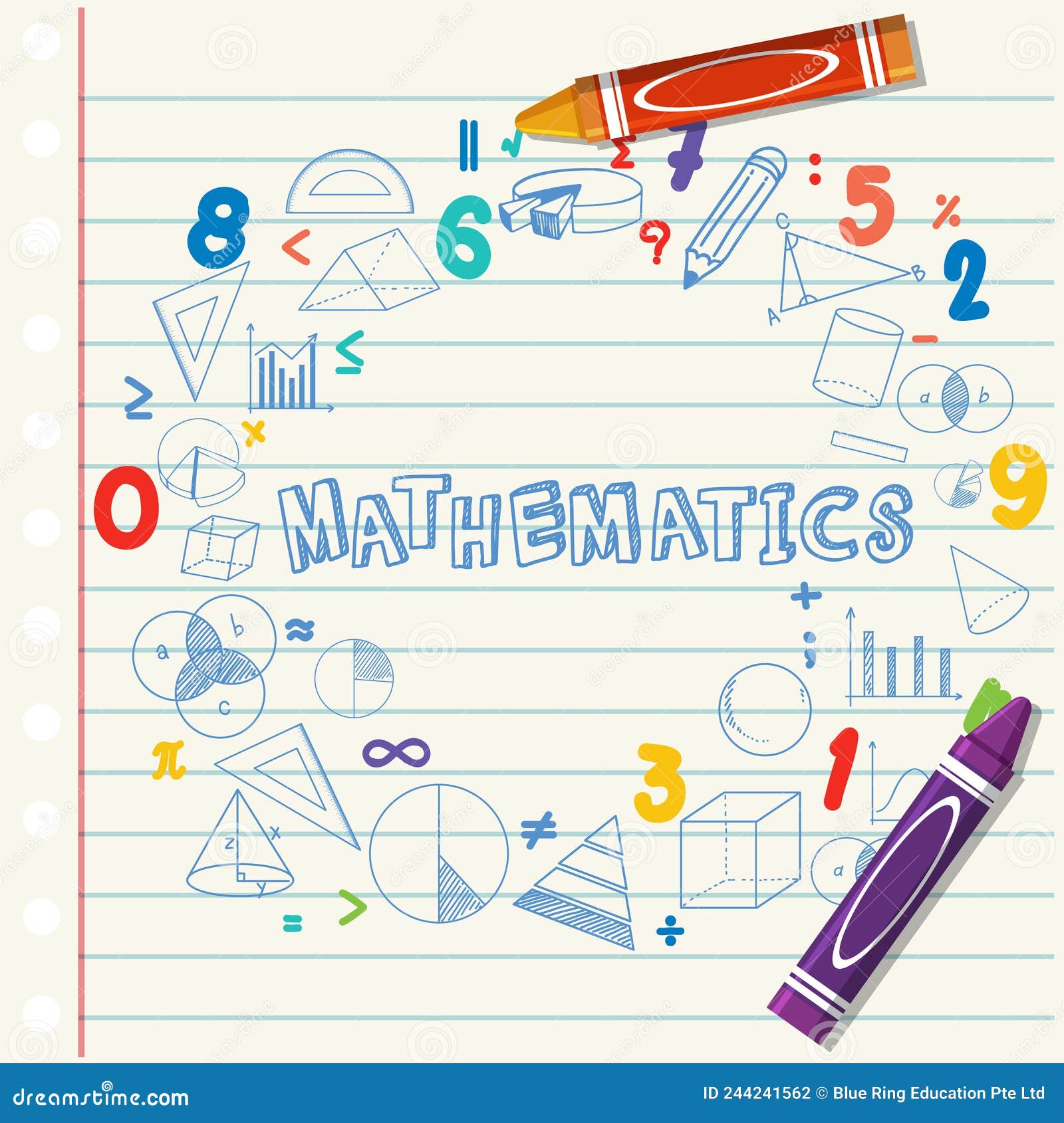 Doodle Math Formula with Mathematics Font on Notebook Page Stock Vector ...